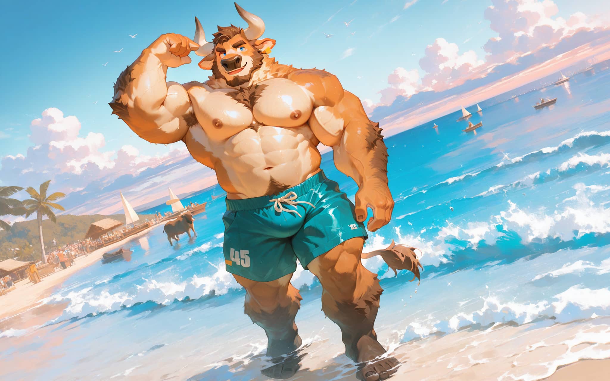 【AI·Furry】牛虎熊·海边 杂图 - C G A I - GameMale最新游戏MOD资源交流论坛！